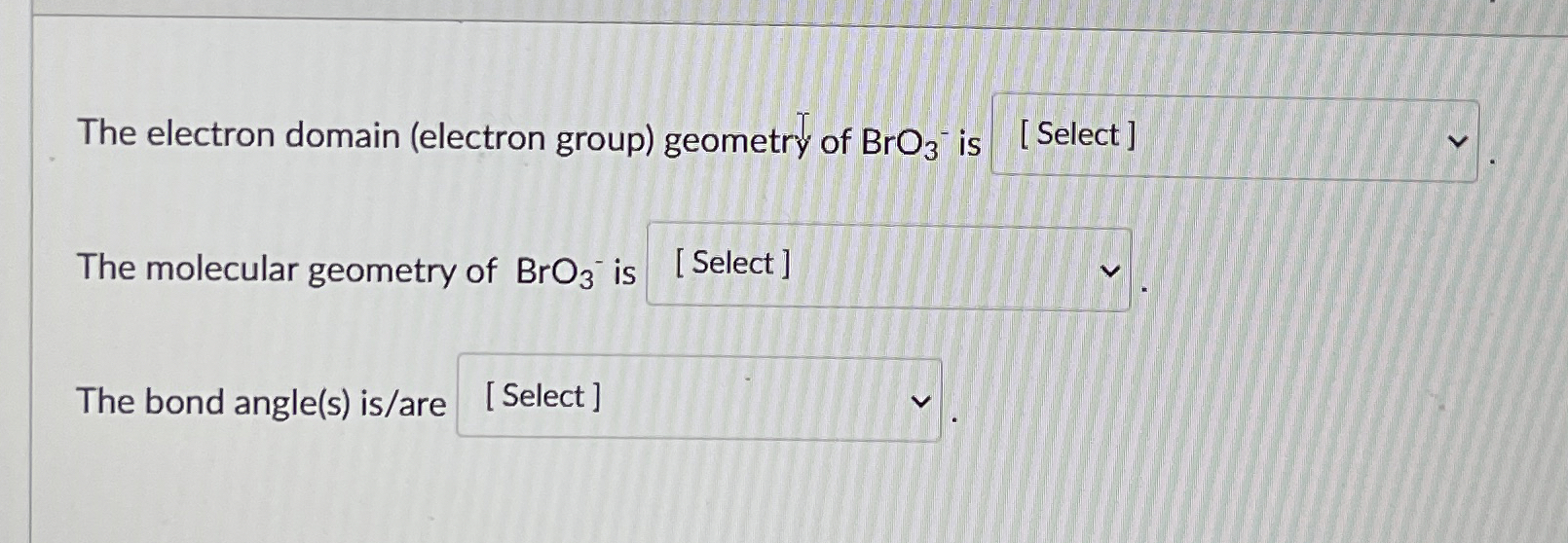 Solved The electron domain (electron group) ﻿geometry of | Chegg.com