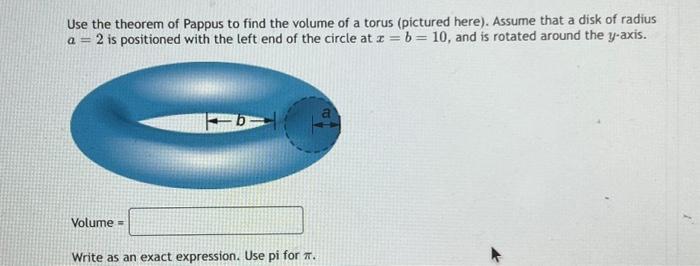 Solved Use the theorem of Pappus to find the volume of a | Chegg.com