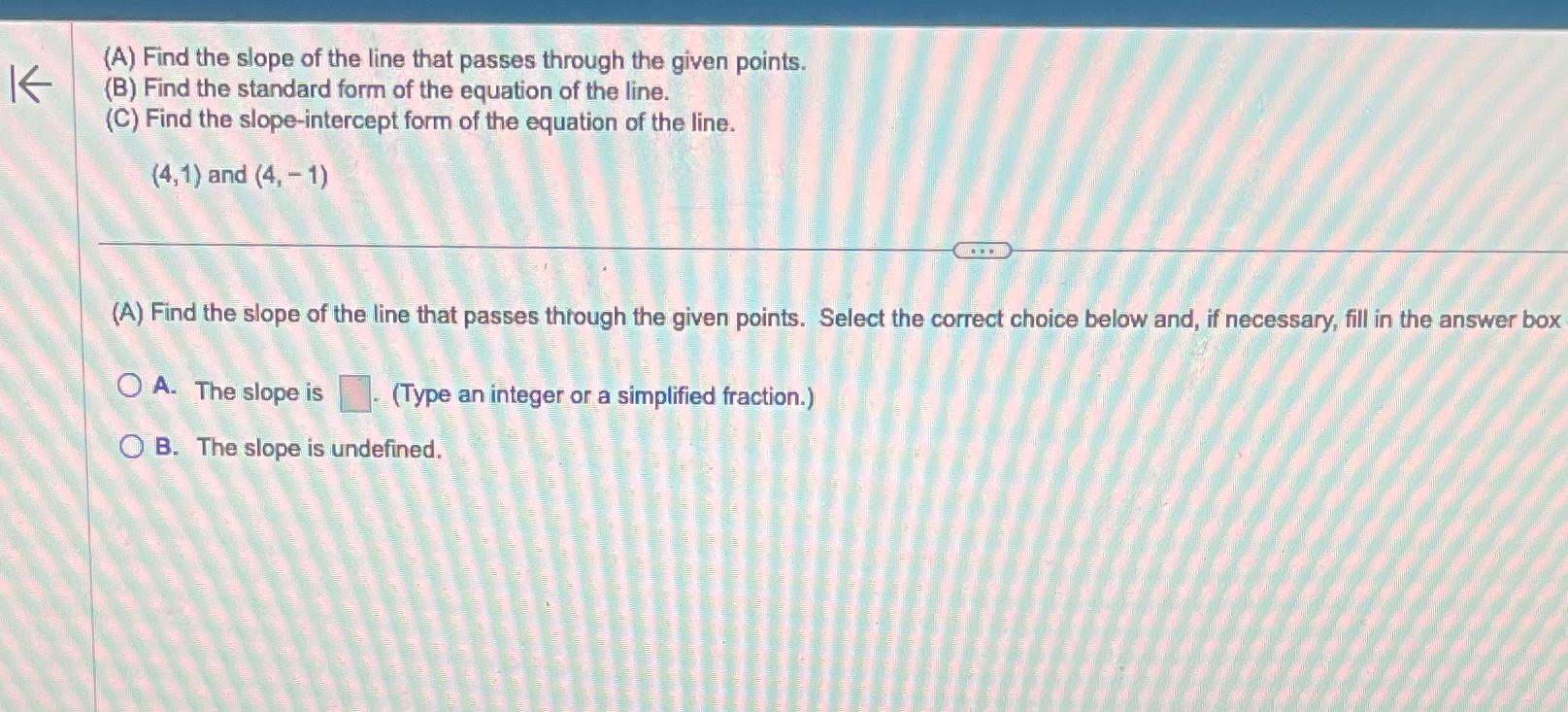Solved (A) ﻿Find the slope of the line that passes through | Chegg.com