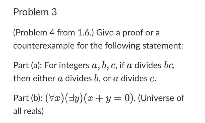 Solved (Problem 4 from 1.6.) Give a proof or a | Chegg.com