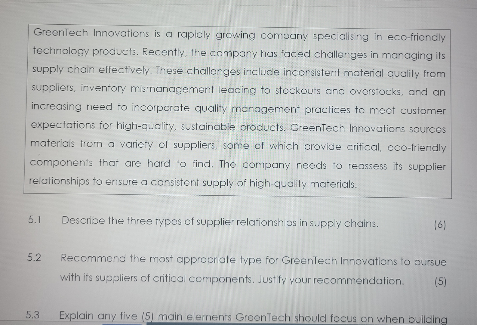 Solved GreenTech Innovations is a rapidly growing company | Chegg.com