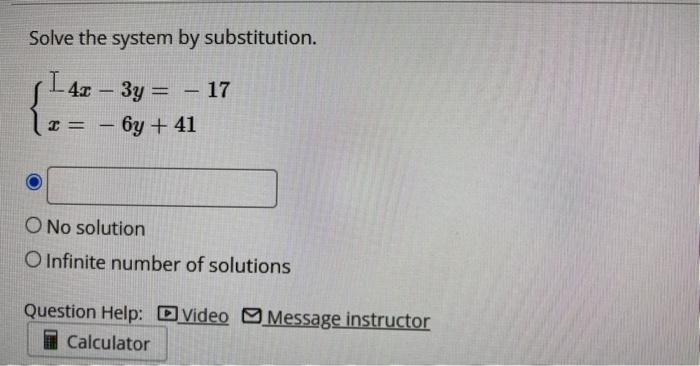 Solved Solve the system by substitution. | Chegg.com