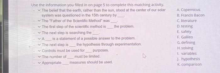 Solved Use the information you filled in on page 5 to | Chegg.com