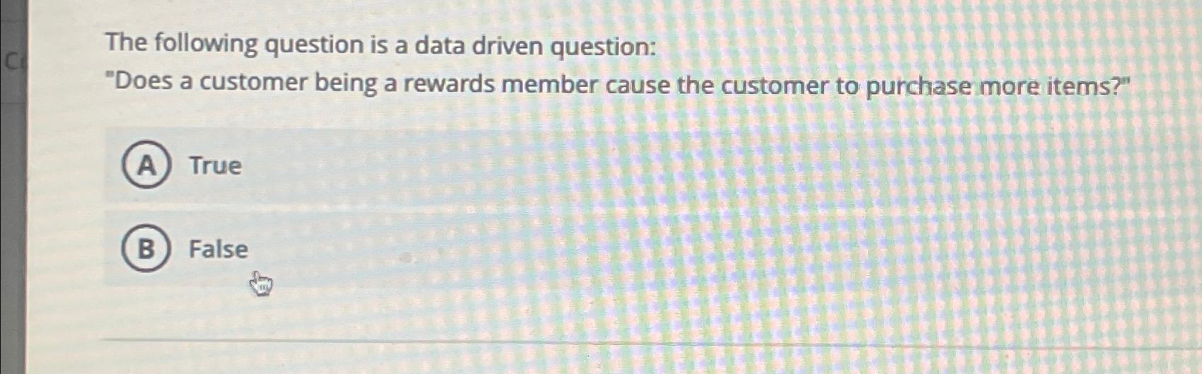 Solved The following question is a data driven | Chegg.com