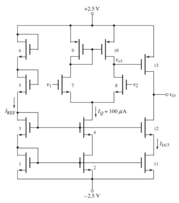 Design a CMOS active load op amp on LT spice proving | Chegg.com