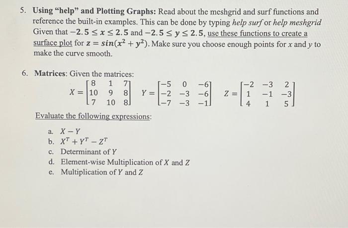 Solved 5. Using "help" and Plotting Graphs: Read about the | Chegg.com