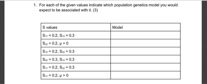Solved 1. For each of the given values indicate which | Chegg.com