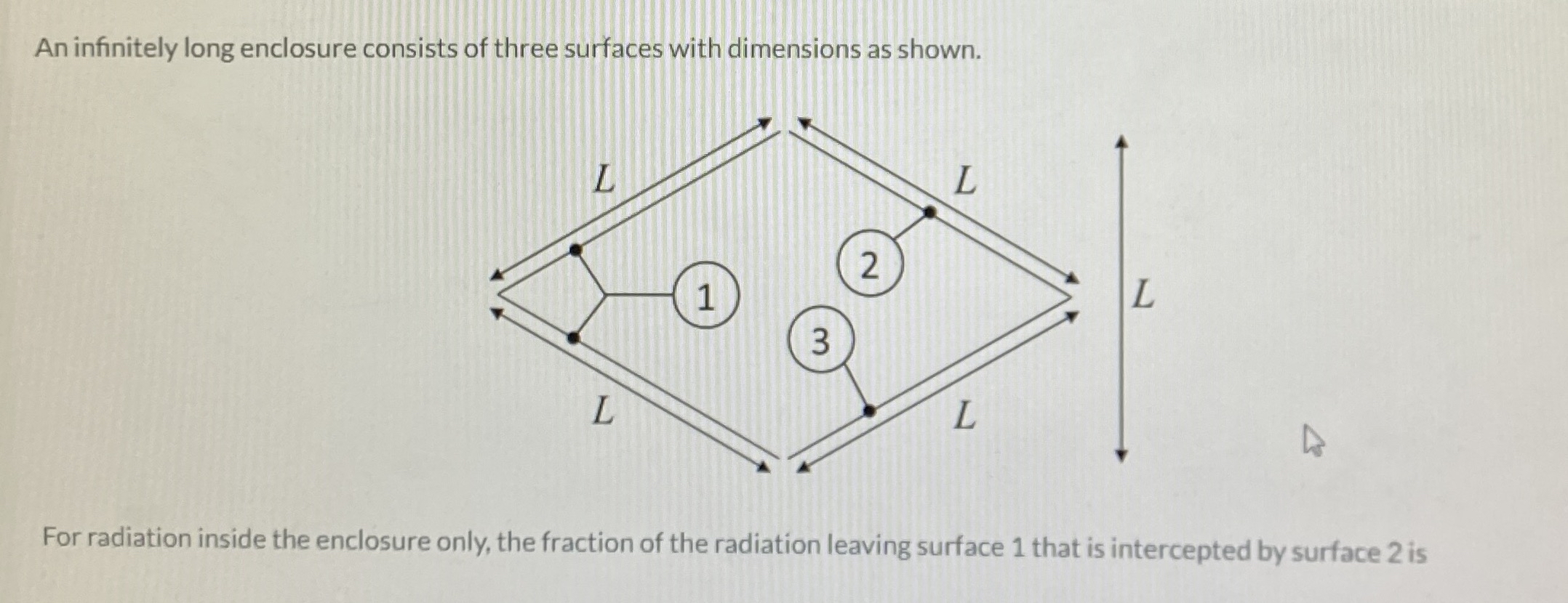 Solved An infinitely long enclosure consists of three | Chegg.com