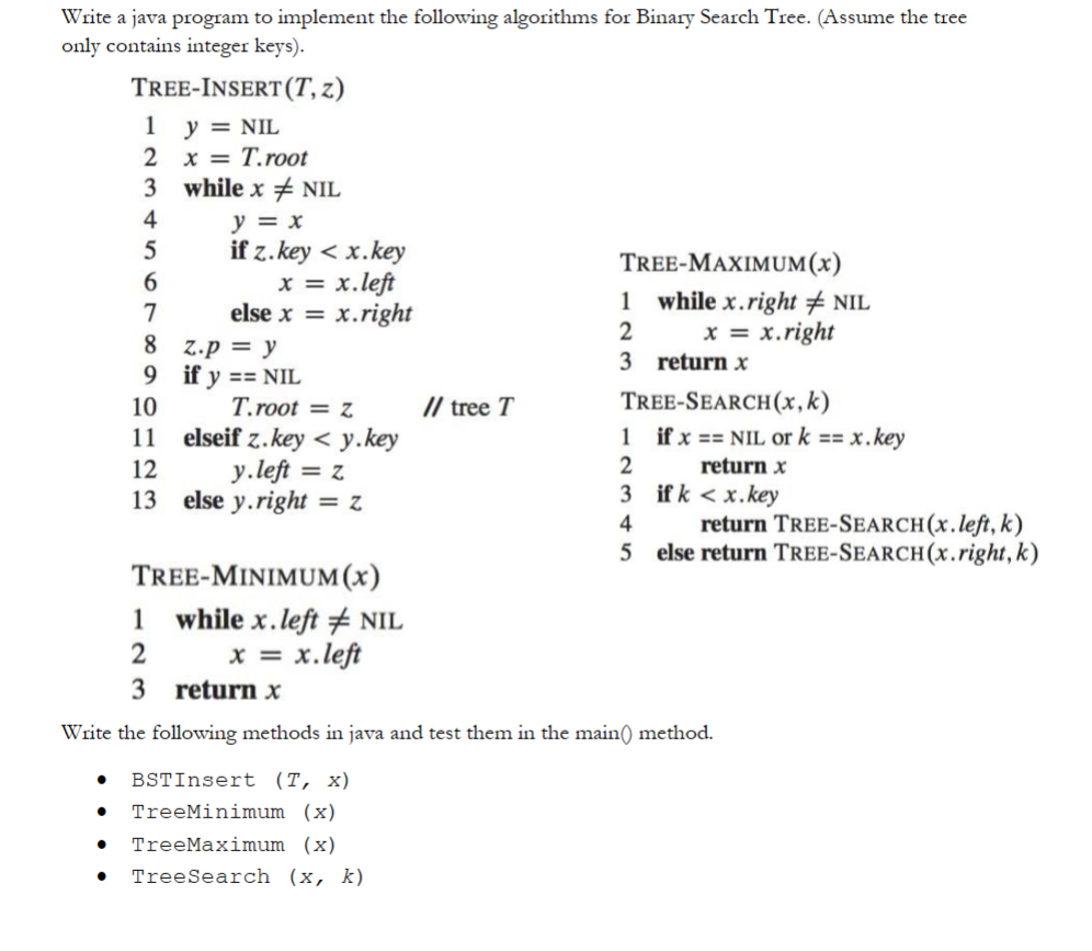 Solved Write a java program to implement the following | Chegg.com