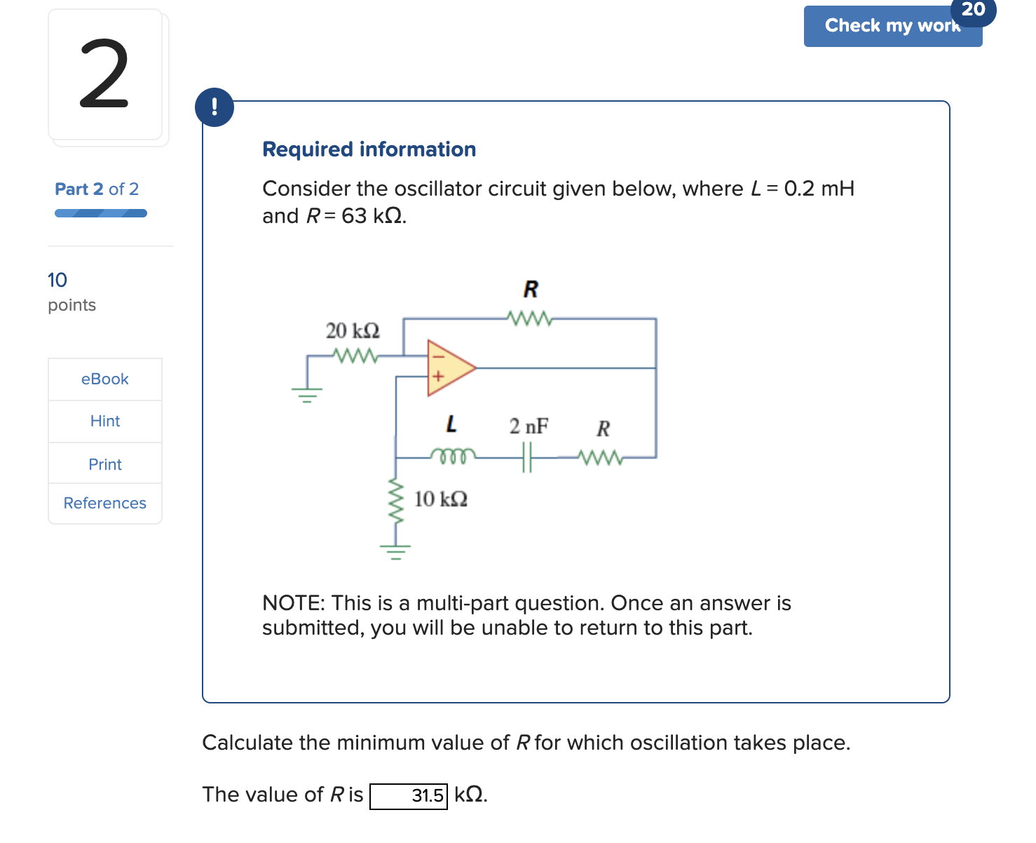 Solved !Required informationConsider the oscillator circuit | Chegg.com