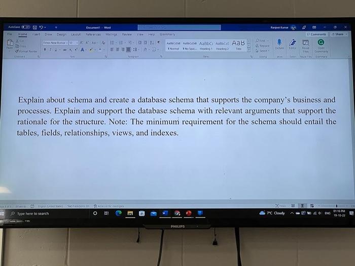 Solved Explain about schema and create a database schema | Chegg.com