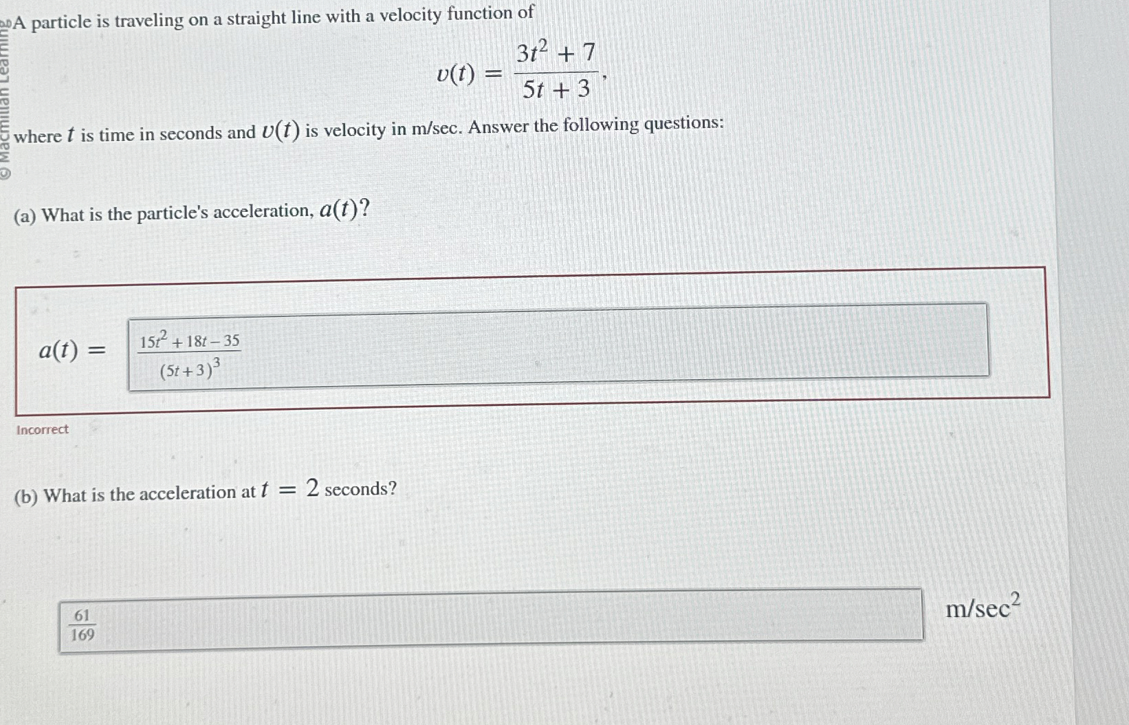 Solved A particle is traveling on a straight line with a | Chegg.com