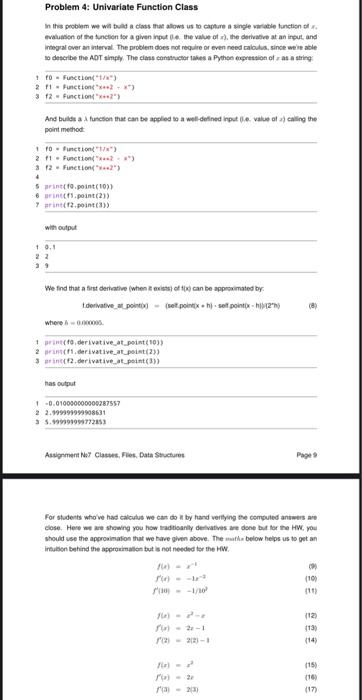 Solved Problem 4: Univariate Function Class In this problem | Chegg.com