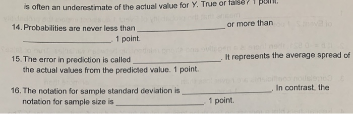 Solved is often an underestimate of the actual value for Y. | Chegg.com