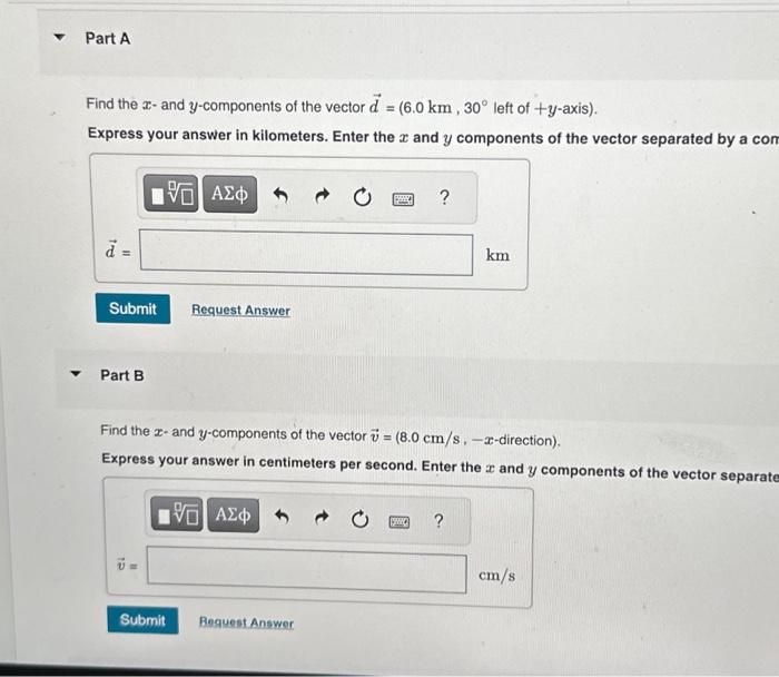 Solved Find the x - and y-components of the vector d=(6.0 | Chegg.com