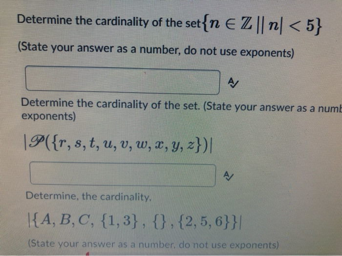 Solved D Determine the cardinality of the set{n E Z || n[ | Chegg.com