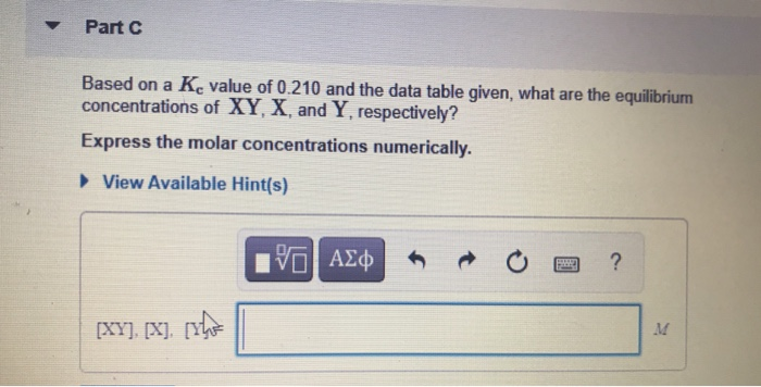 Solved Part C Based on a Kc value of 0.210 and the data | Chegg.com