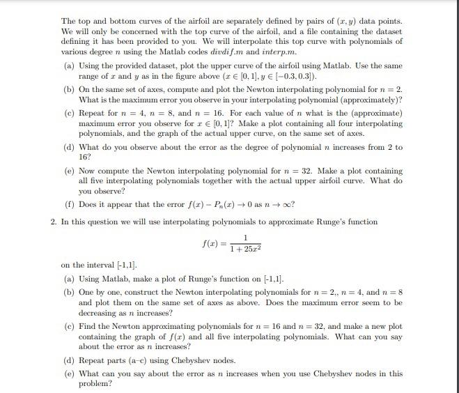 Solved The top and bottom curves of the airfoil are | Chegg.com