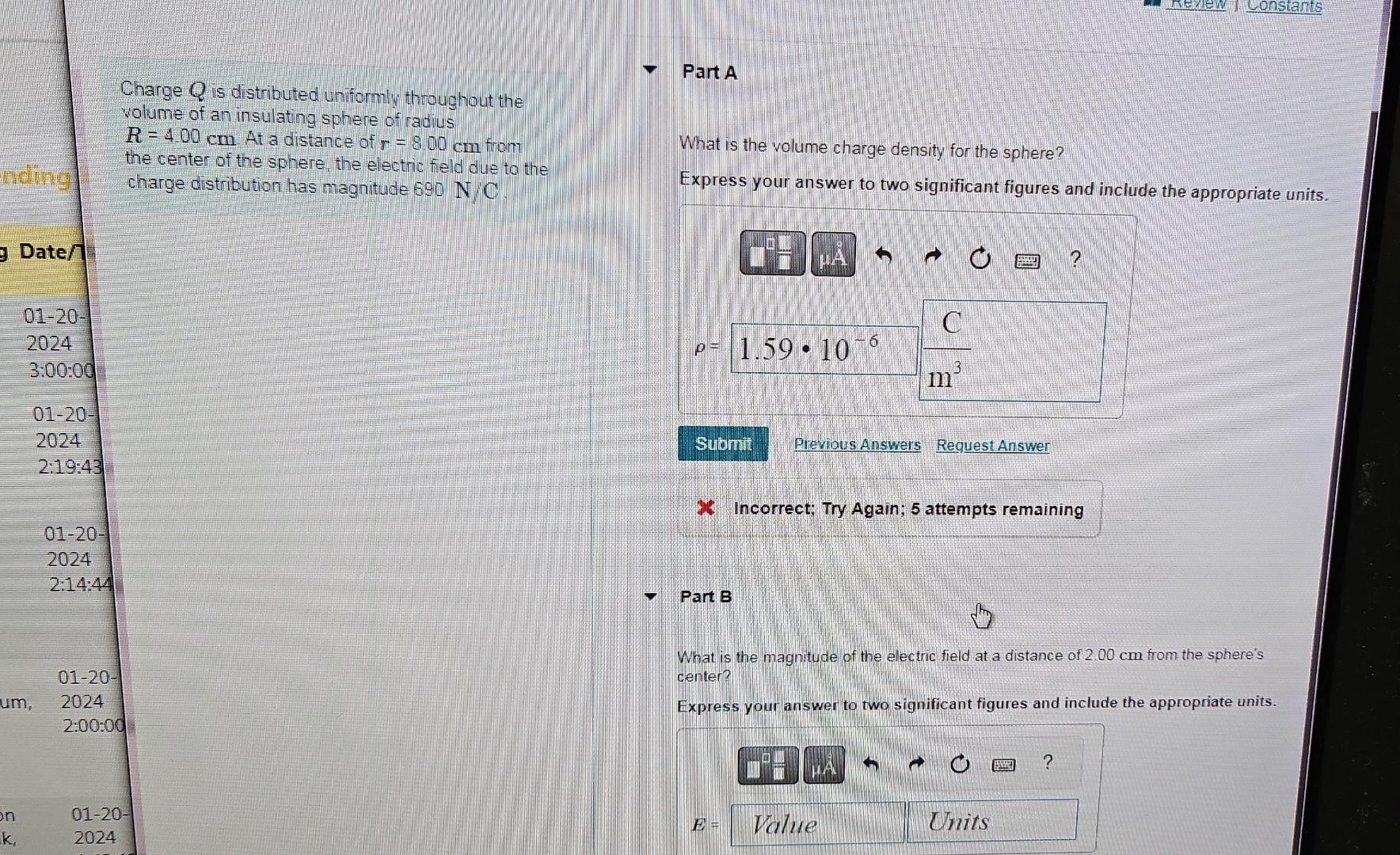 Solved Charge Q ﻿is distributed uniformly throughout the | Chegg.com