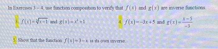 Solved In Exercises 3-4, use function composition to verify | Chegg.com