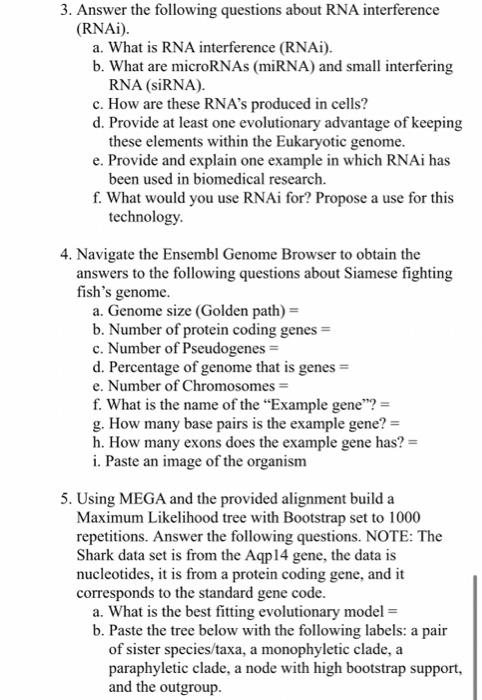 Solved 3. Answer the following questions about RNA | Chegg.com