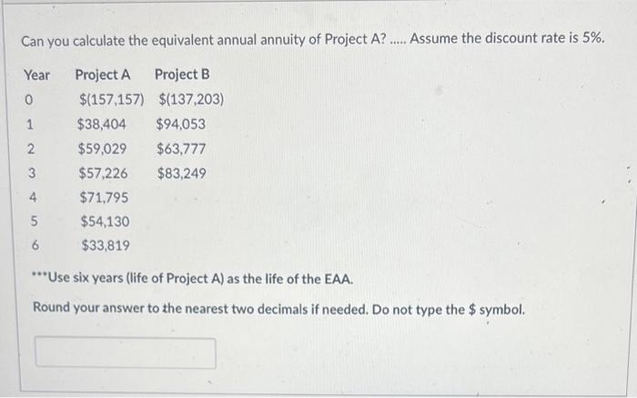 Solved Can you calculate the equivalent annual annuity of | Chegg.com