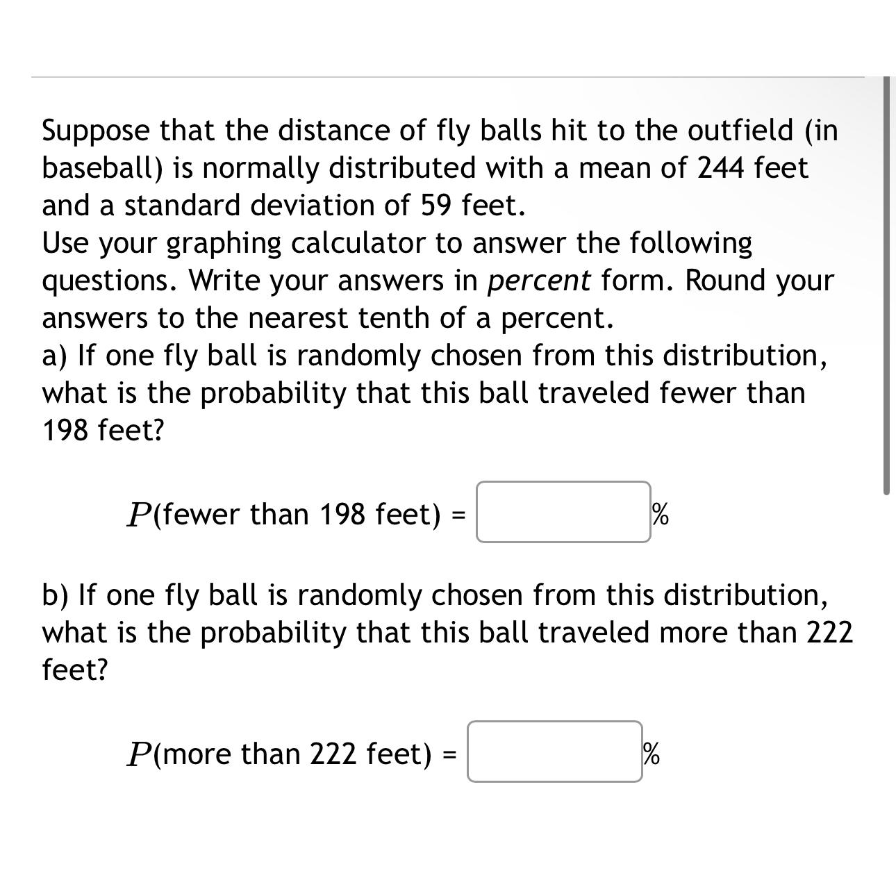 Solved Suppose that the distance of fly balls hit to the | Chegg.com