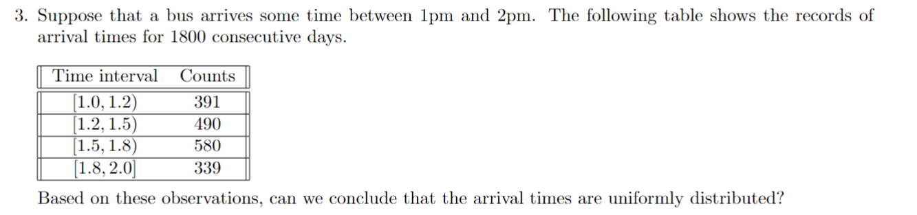 Solved Suppose that a bus arrives some time between 1pm ﻿and | Chegg.com
