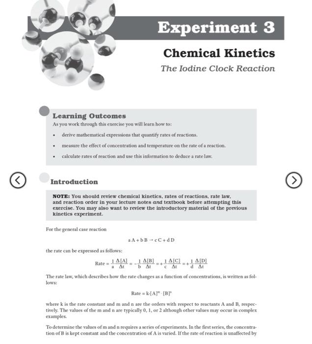 Chemical Kinetics The Iodine Clock Reaction Learning | Chegg.com