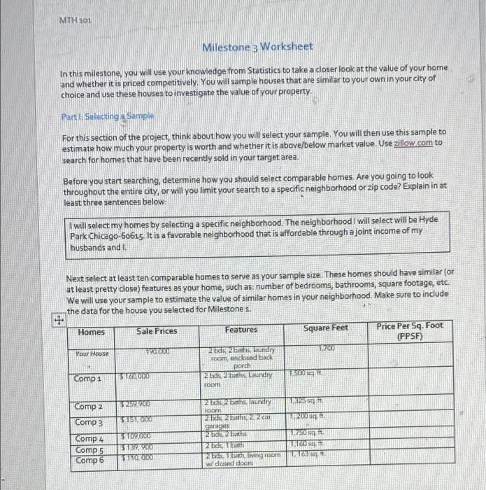 Solved MTH 101 Milestones Worksheet In this milestone, you | Chegg.com