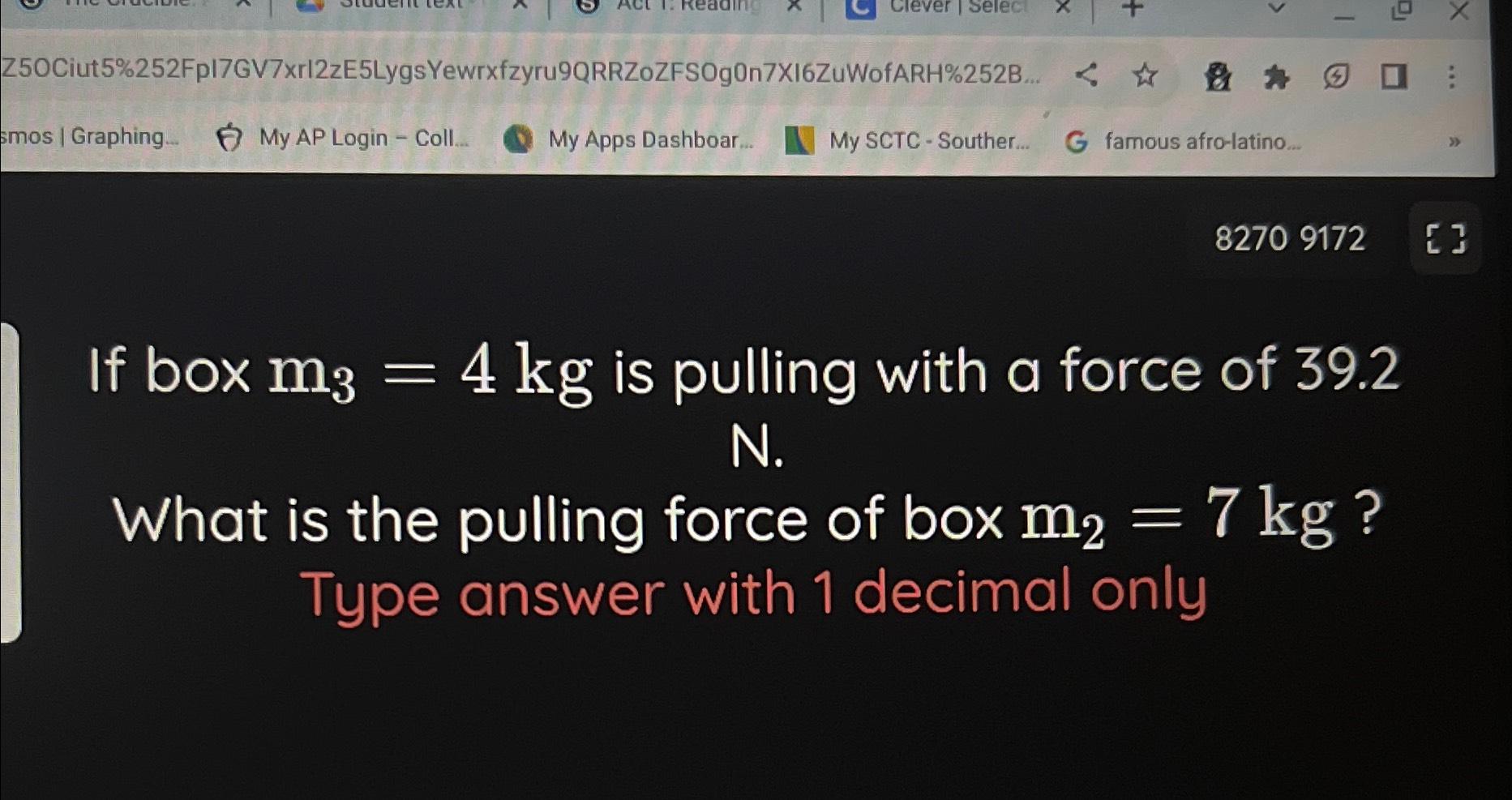 Solved If box m3=4kg ﻿is pulling with a force of 39.2 | Chegg.com