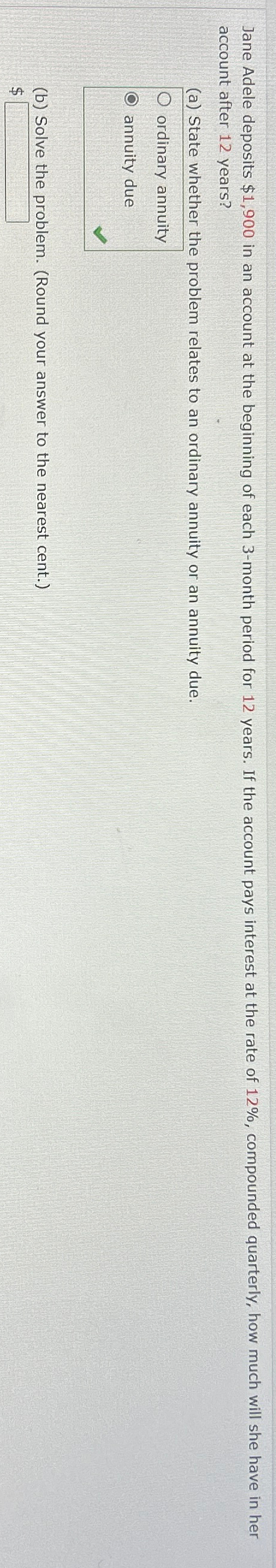 Solved Jane Adele deposits $1,900 ﻿in an account at the | Chegg.com
