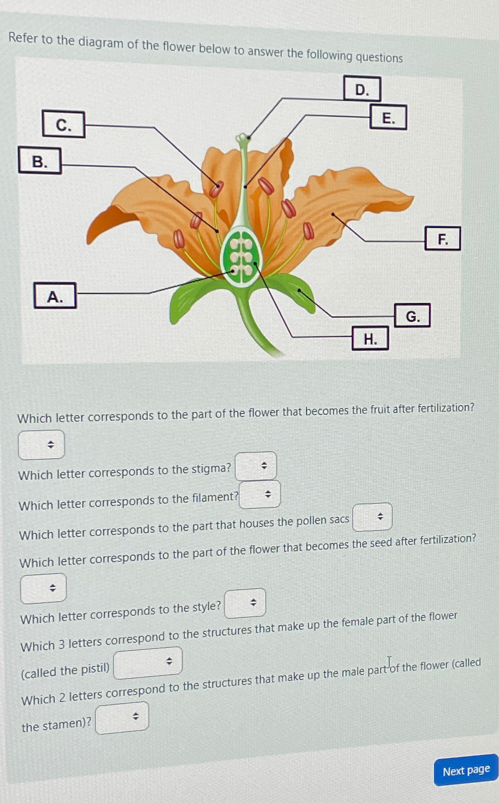 Solved Refer to the diagram of the flower below to answer | Chegg.com