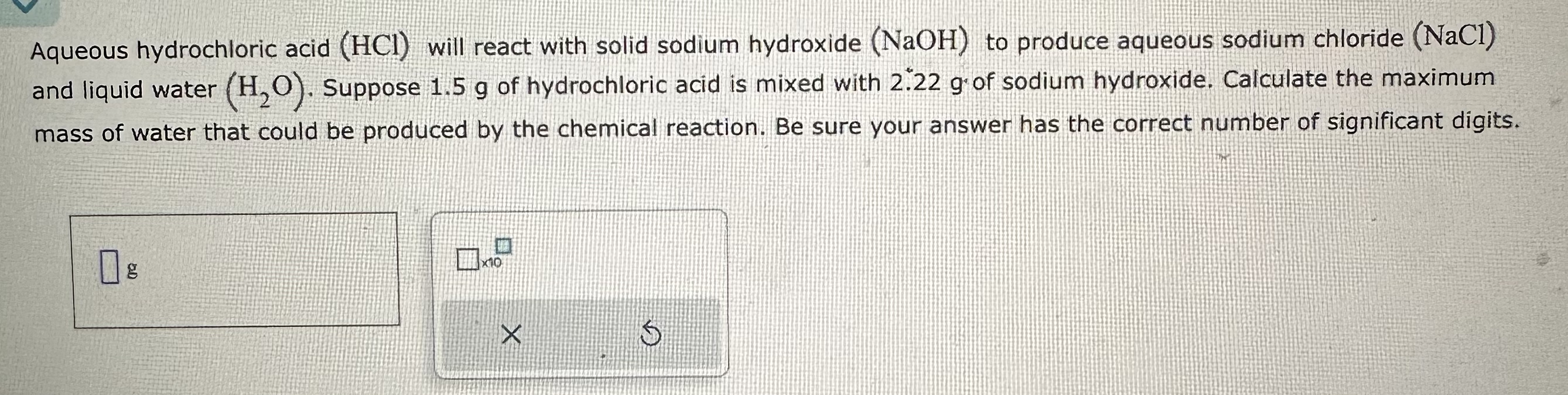 Solved Aqueous hydrochloric acid (HCl) ﻿will react with | Chegg.com