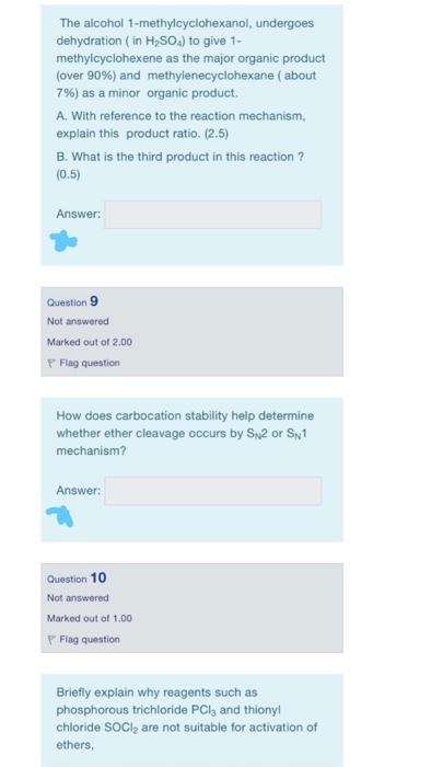 Solved The alcohol 1-methylcyclohexanol, undergoes | Chegg.com