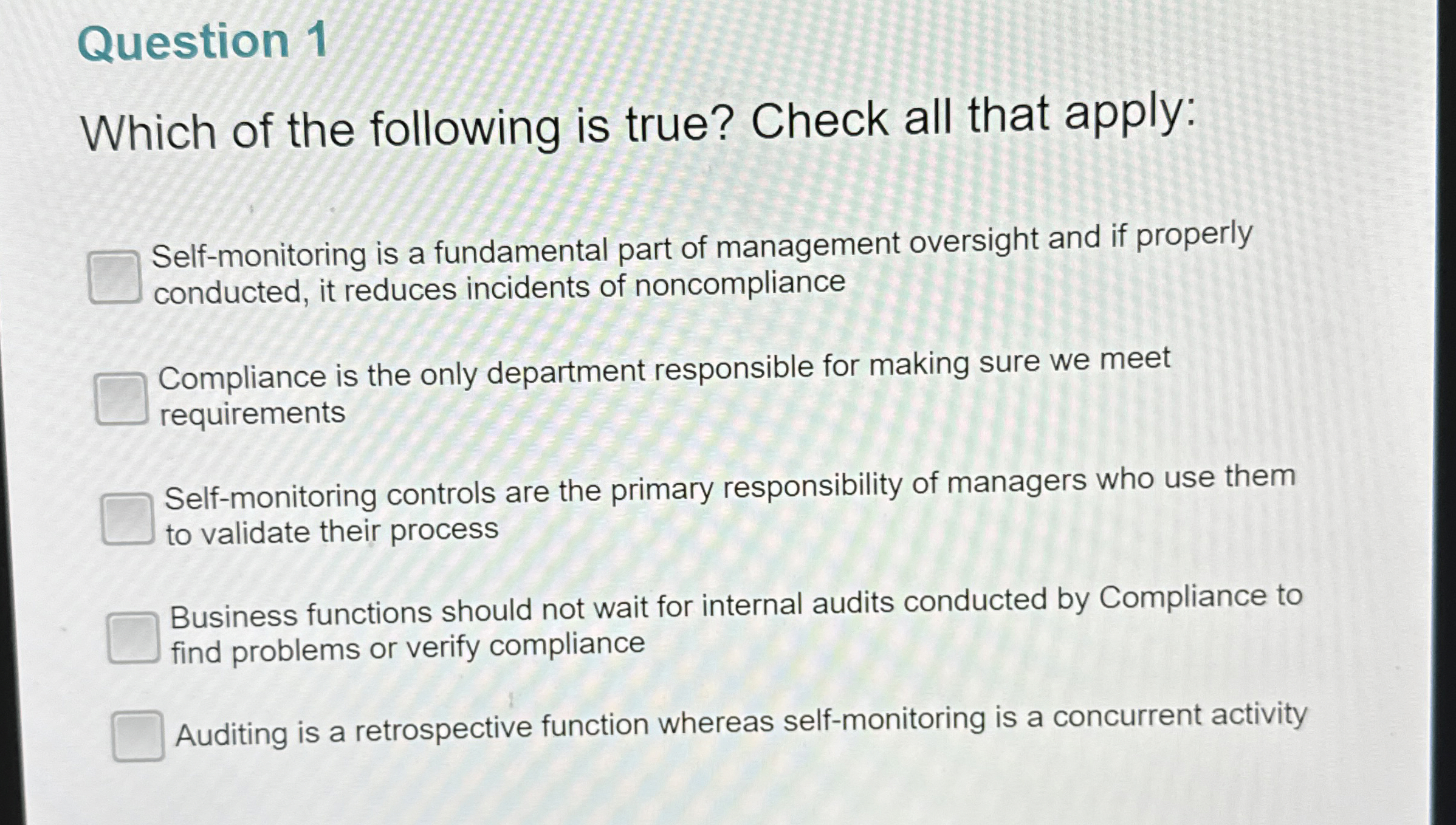 Solved Question 1Which of the following is true? Check all | Chegg.com