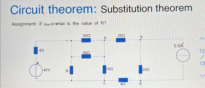 Solved Circuit Theorem Substitution Theorem Assigmment It