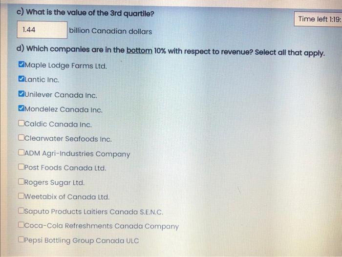 Solved In 2017, "Food in Canada" (by Dun \& Bradstreet), | Chegg.com