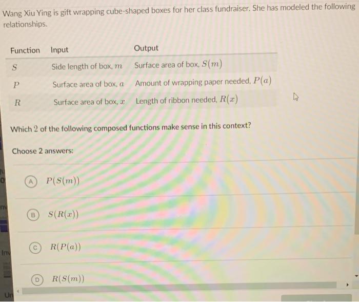 Solved Wang Xiu Ying is gift wrapping cube-shaped boxes for | Chegg.com