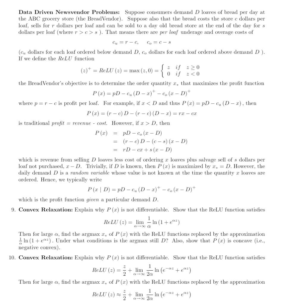 Solved Data Driven Newsvendor Problems: Suppose consumers | Chegg.com