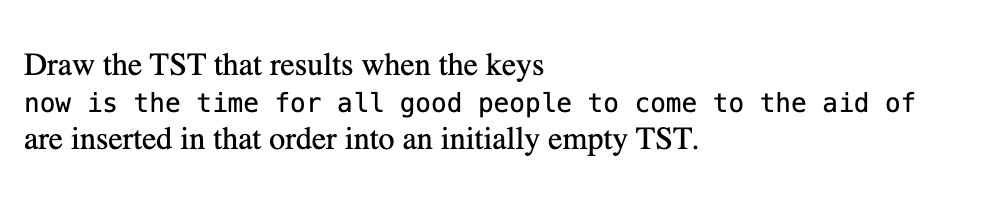 Solved Draw the TST that results when the keys now is the | Chegg.com