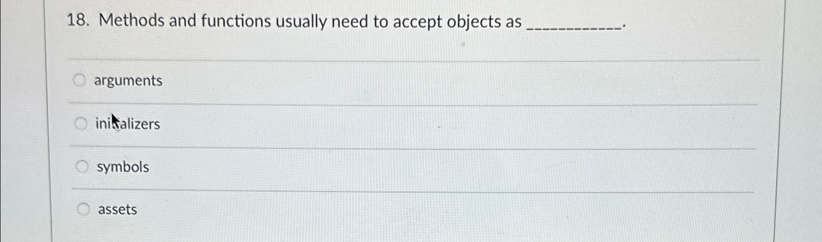 Solved Methods and functions usually need to accept objects | Chegg.com