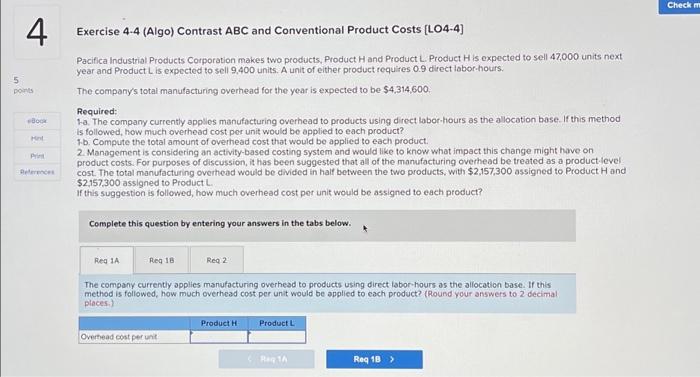 Solved 4 5 points eBook Hint Print References Exercise 4-4 | Chegg.com