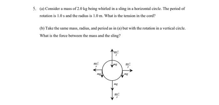 Solved (a) Consider a mass of 2.0 kg being whirled in a | Chegg.com
