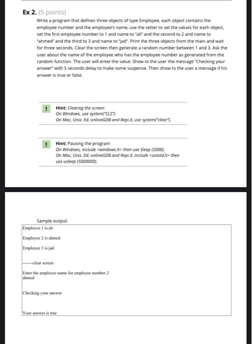 Solved Ex 2. (5 points) Write a program that defines three | Chegg.com