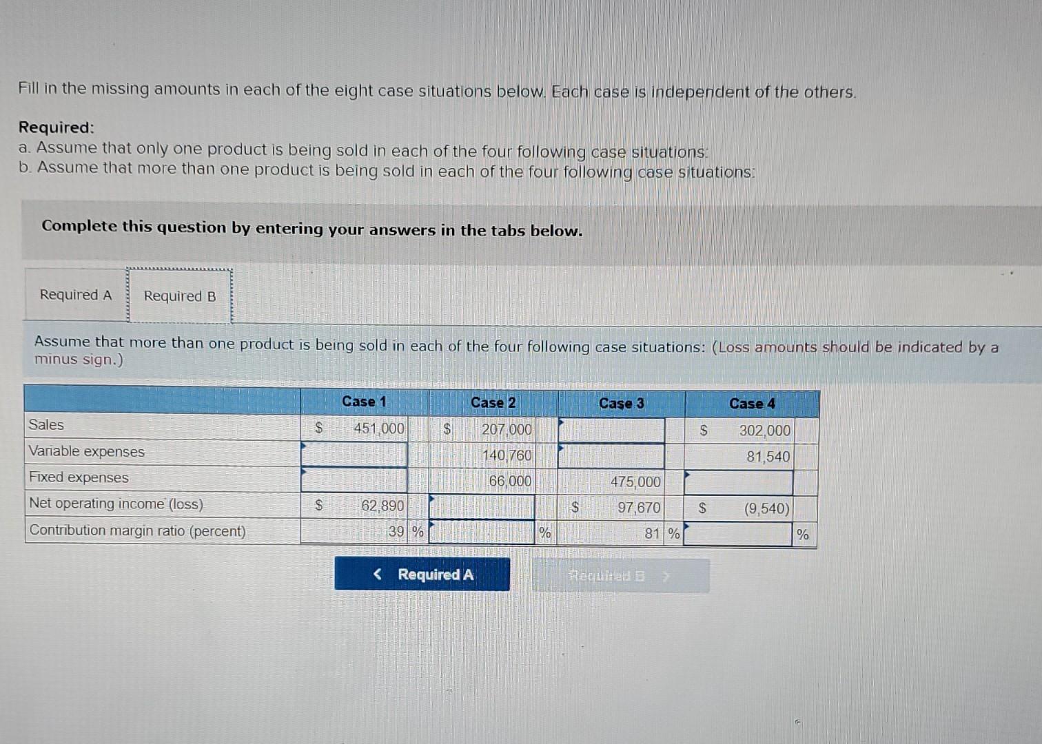 Solved Fill in the missing amounts in each of the eight case | Chegg.com