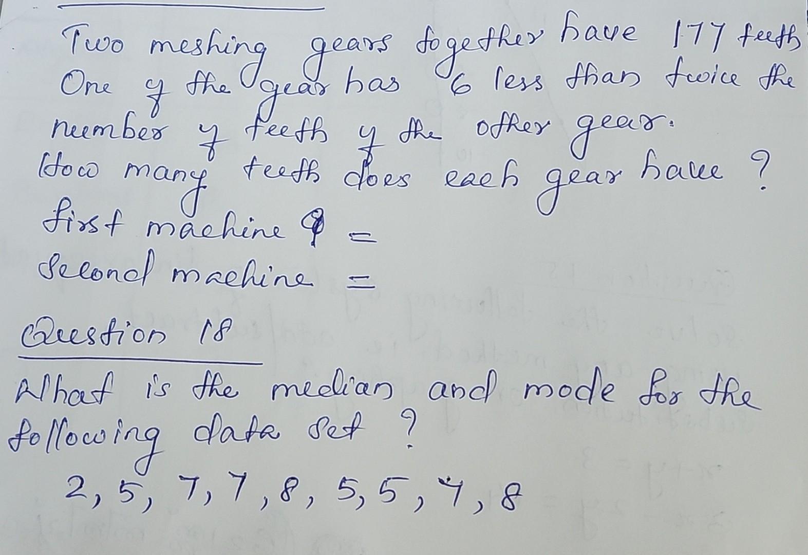 Solved feeth. Two meshing gears together have 117 fauth than | Chegg.com