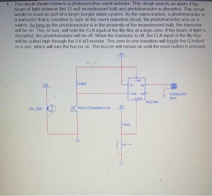 1. The circuit shown below is a photosensitive event | Chegg.com