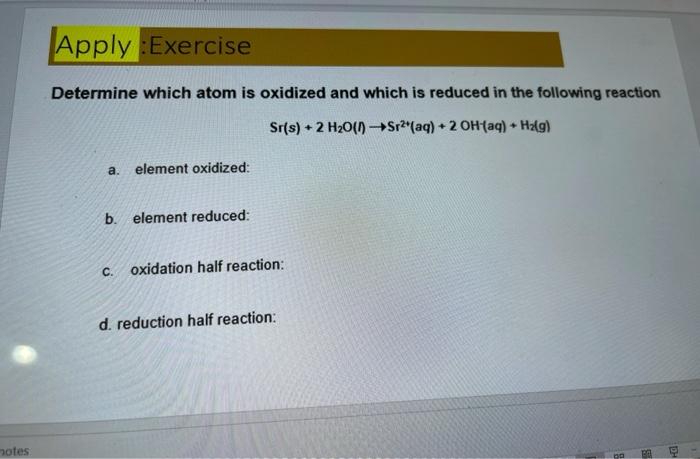 Solved Apply :Exercise 7. Determine the oxidation number of | Chegg.com