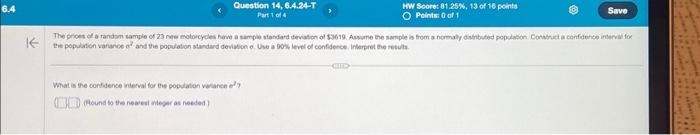 Solved Die population variance e2 and the poodation standard | Chegg.com